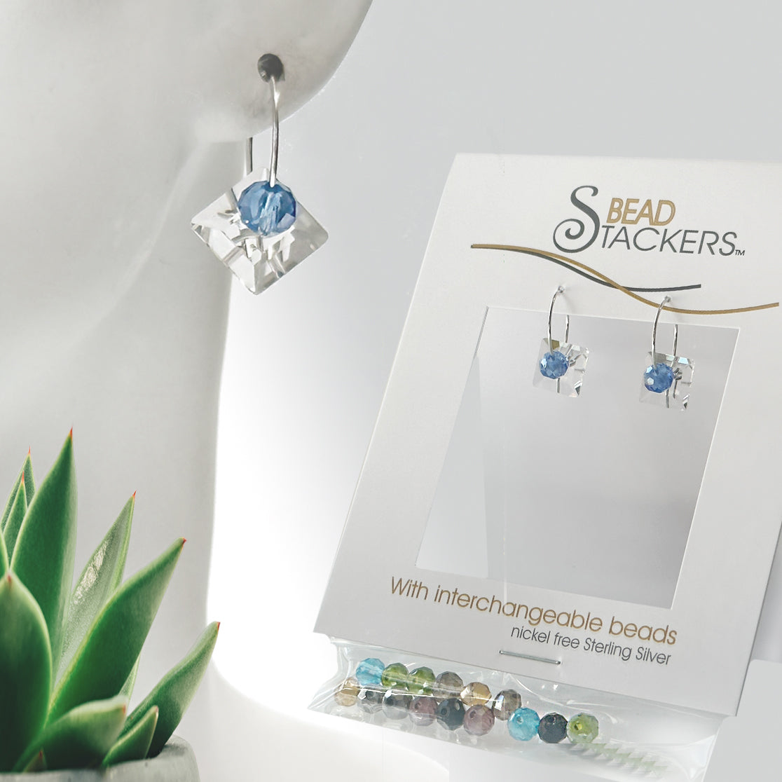 Interchangeable Crystal Earrings series by "Bead Stackers"